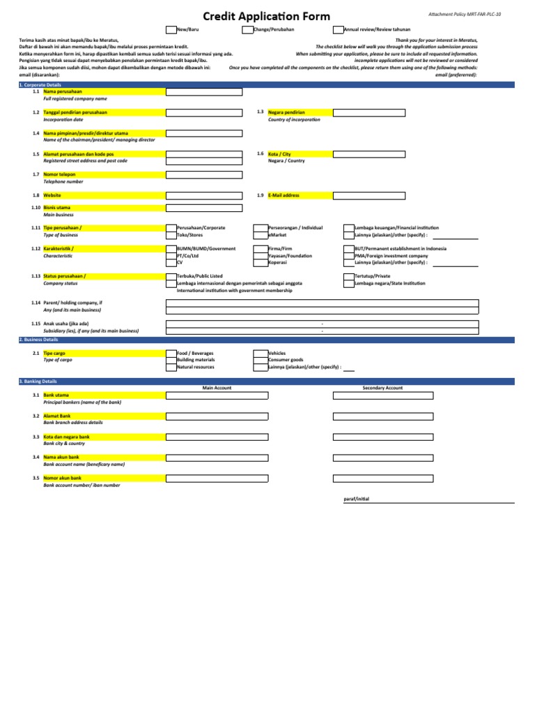 Form Credit Application R8 | PDF | Indemnity | Invoice