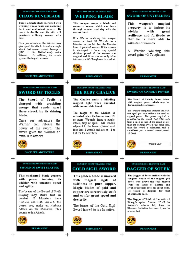 Dungeon Room Treasure Cards | PDF