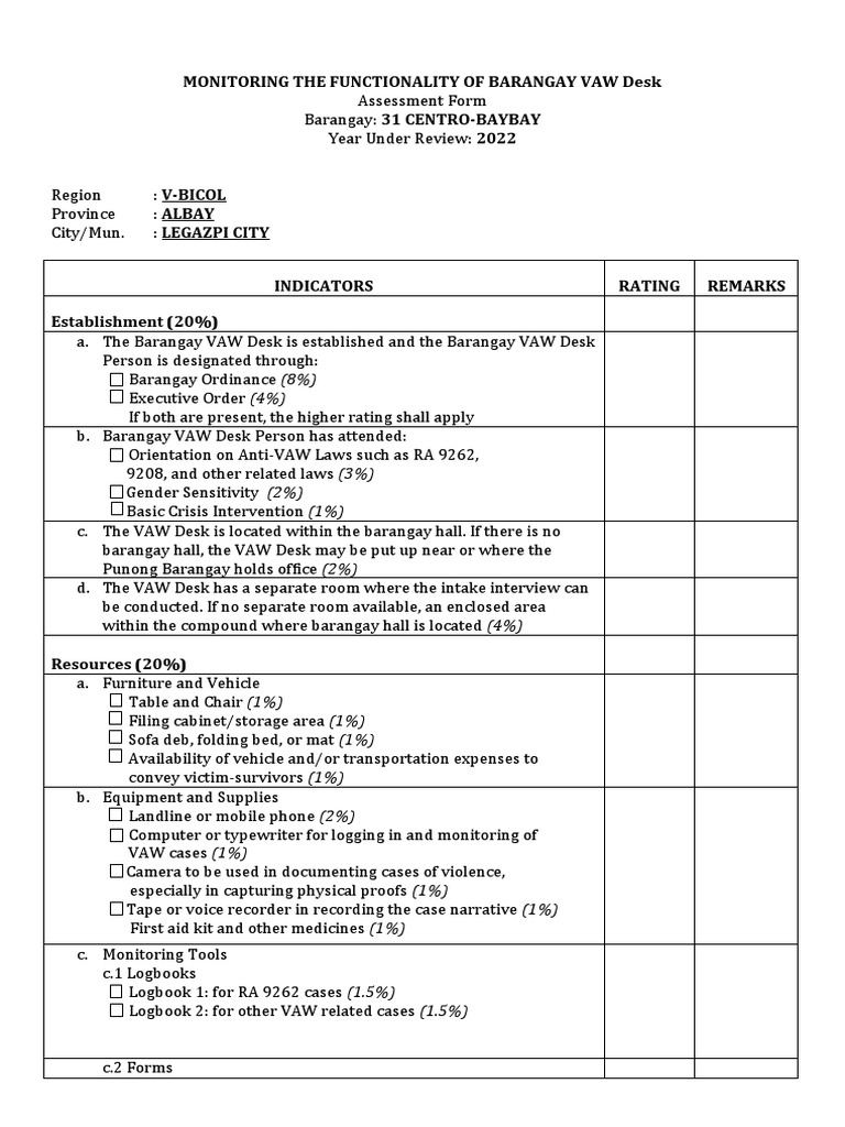 BVAWDesk-Functionality-Assessment-Form (1) | PDF | Desk | Computing