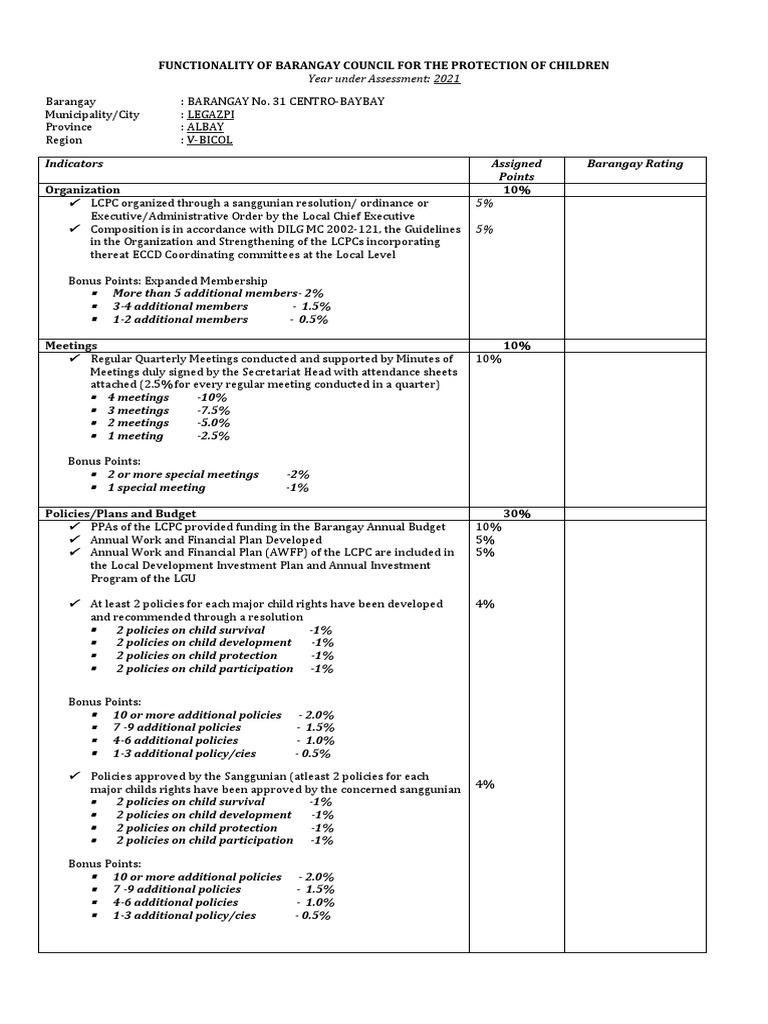 BCPC Functionality Assessment | PDF