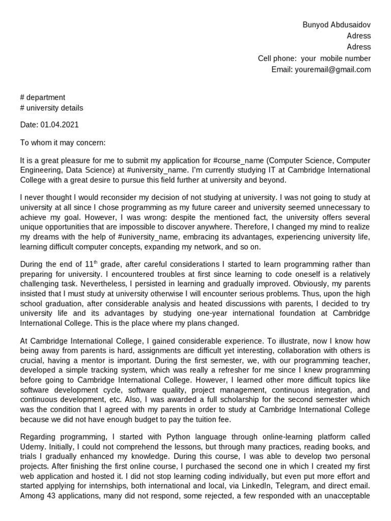 Personal Statement | PDF | Computer Programming | Educational Technology