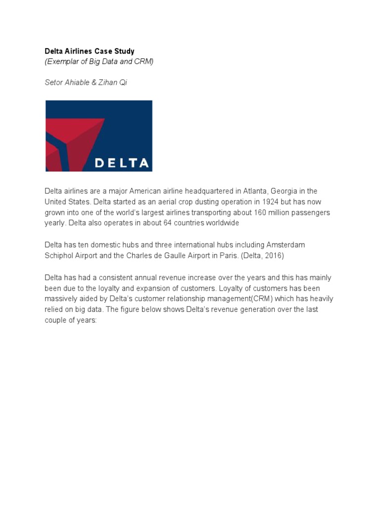 Delta Airlines Case Study | PDF | Delta Air Lines | Customer Relationship Management
