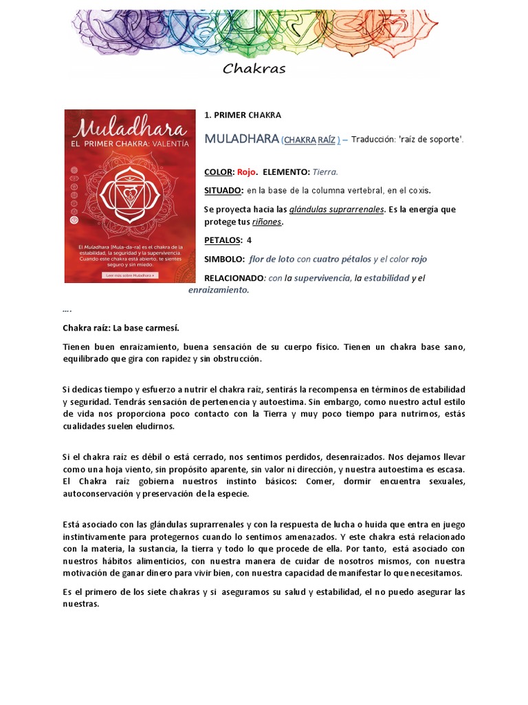 1-Chakras, Libro Los Siete Pasos - MULADHARA | PDF