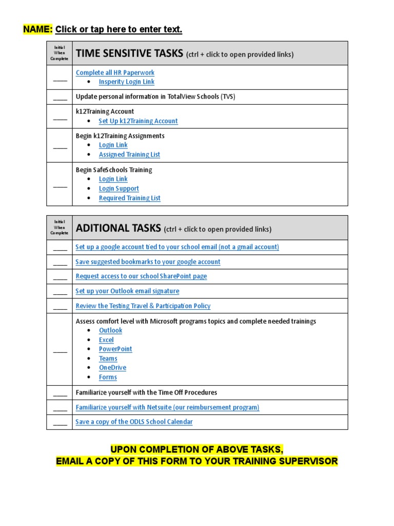 Training Checklist | PDF