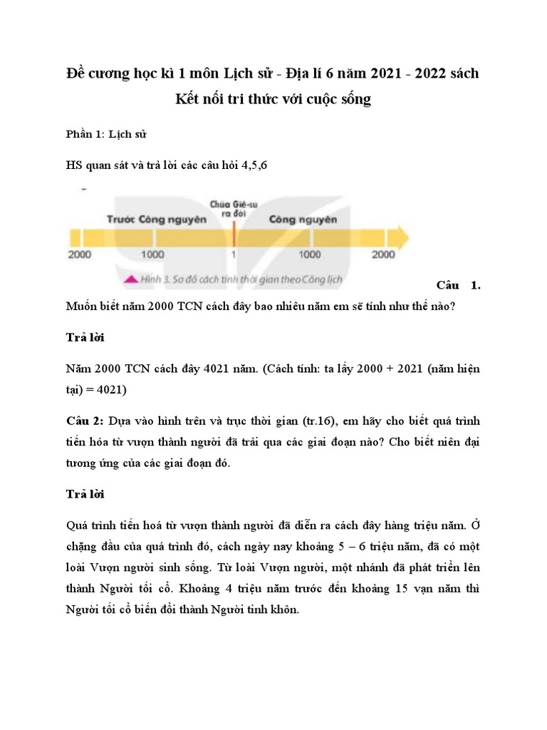 De Cuong On Thi Hoc Ky 1 Mon Lich Su Dia Li Lop 6 KNTT | PDF