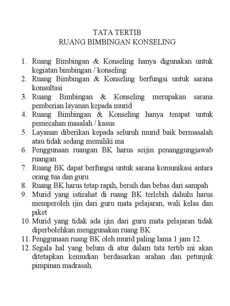 Tata Tertib Ruang BK | PDF