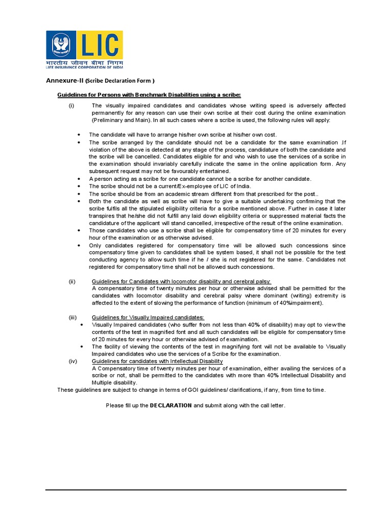 Scribe Guidelines for Disabled | PDF | Disability | Government