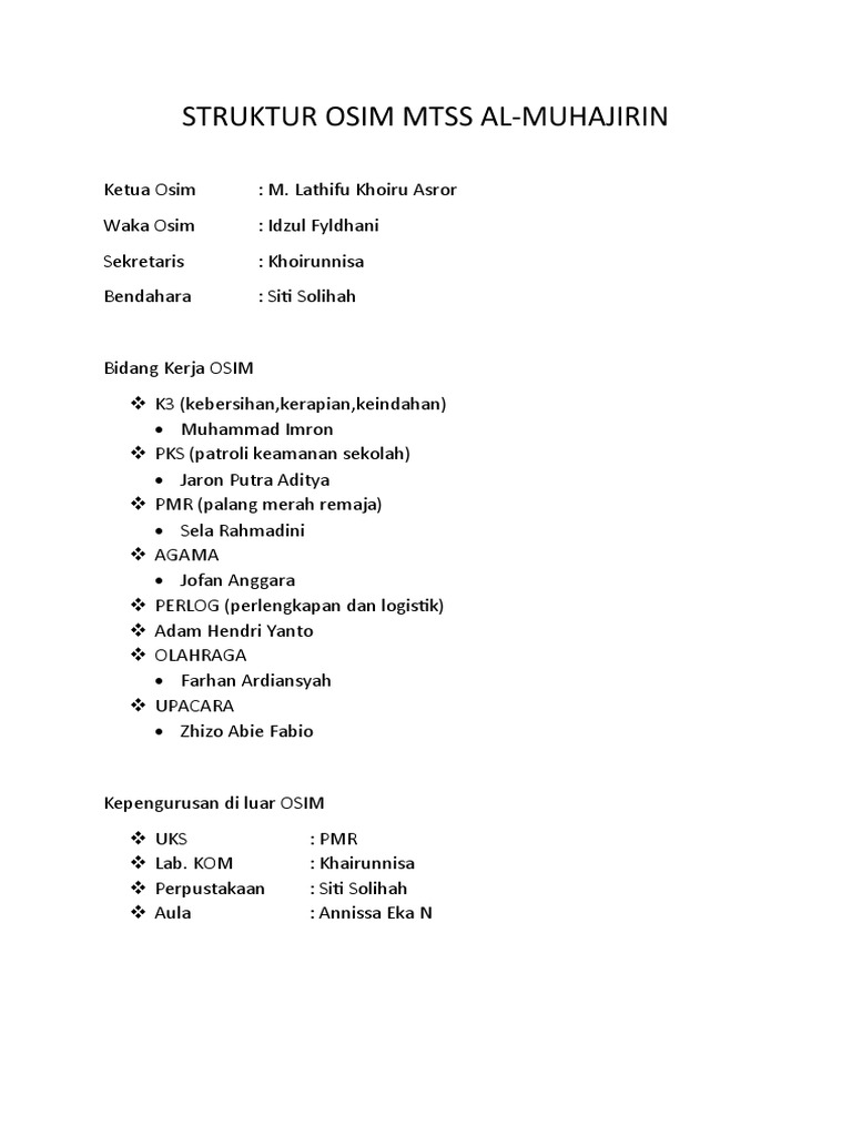 Struktur Osim Mts Al | PDF