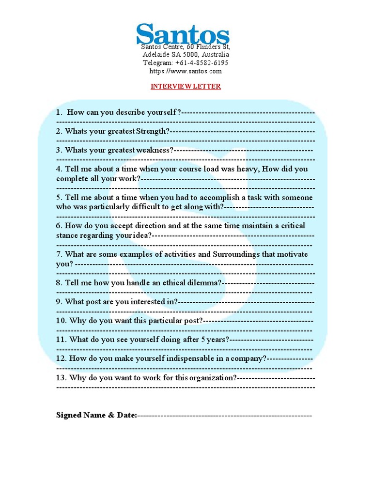 Santos LTD Interview Letter - 2 | PDF