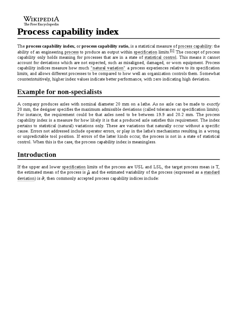 Process Capability Index | PDF | Statistics | Business Process