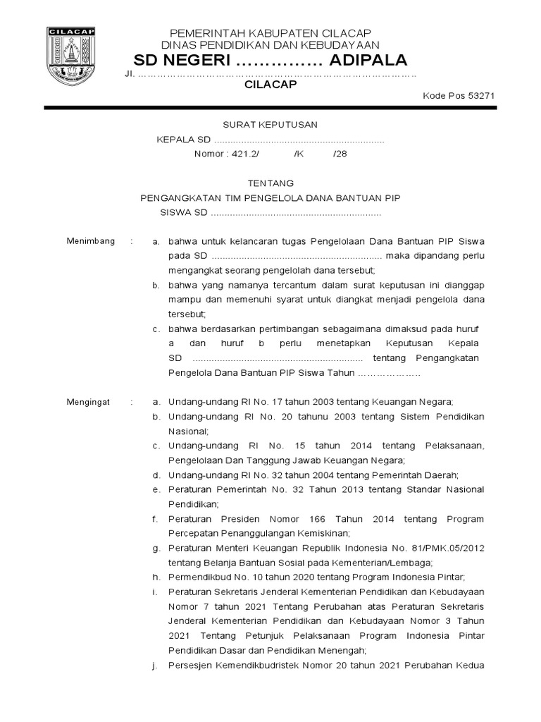 Form - SK TIM PENGELOLA PIP | PDF