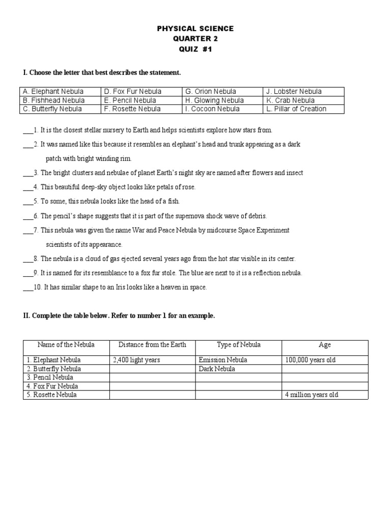 Physical Science QUIZ #1 | PDF