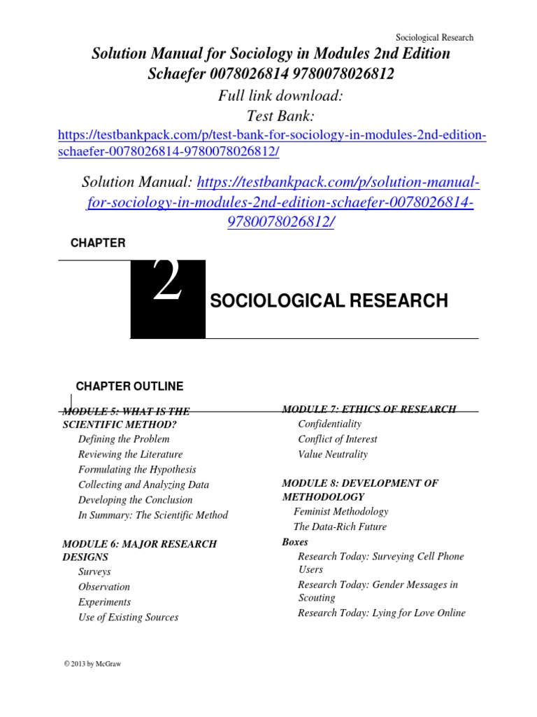 Sociology in Modules 2nd Edition Schaefer Solution Manual | PDF | Survey Methodology | Methodology