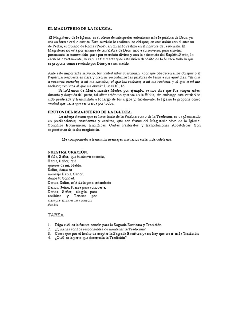 El Magisterio de la Iglesia Católica | PDF