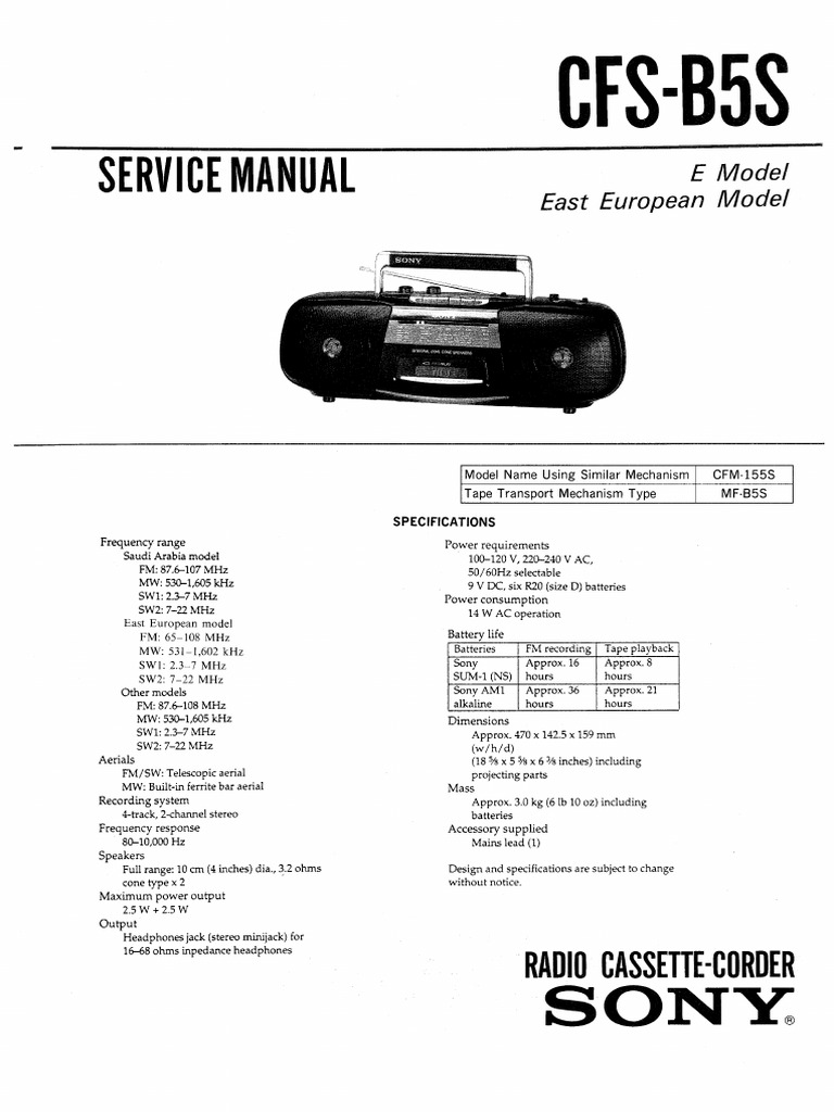 Sony cfs-b5s | PDF