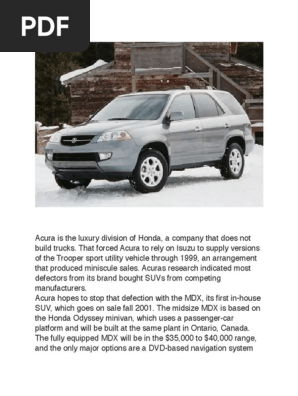 2001 Mdx 2001 Acura MDX | PDF | Technology & Engineering