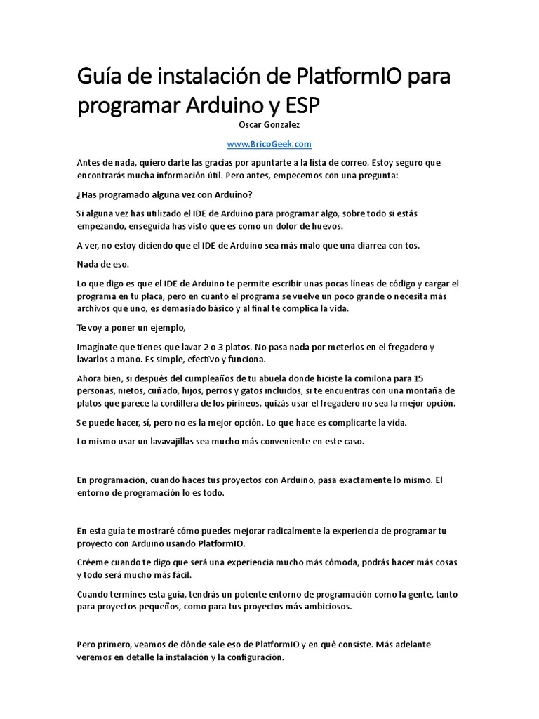 Guia PlatformIO Arduino ESP | PDF | Entorno de desarrollo integrado ...