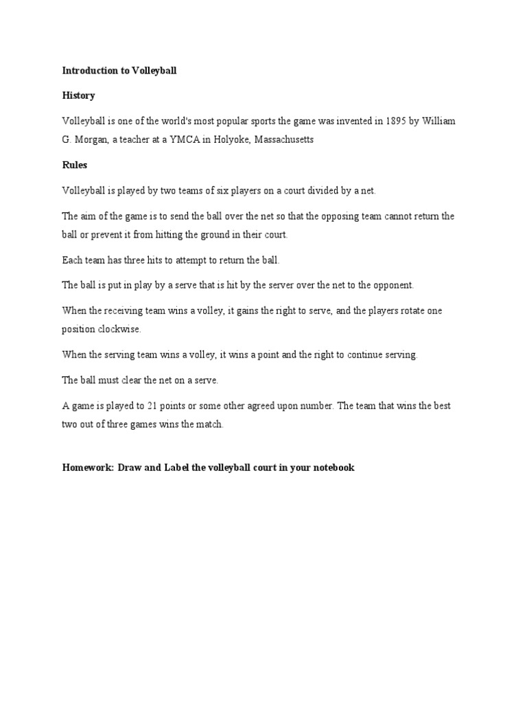 Introduction To Volleyball | PDF | Volleyball | Sports