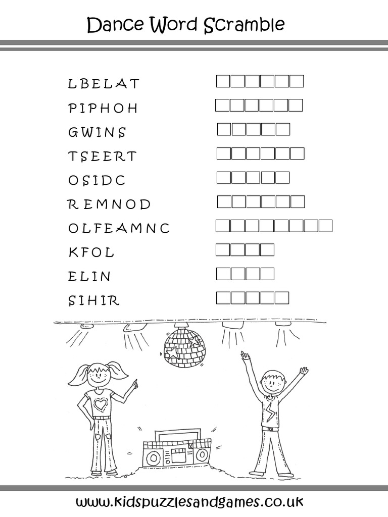 Dance Word Scramble | PDF