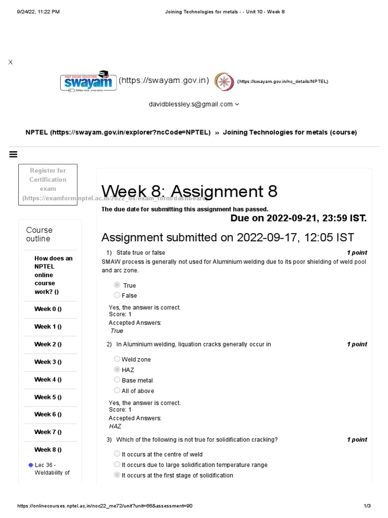 Joining Technologies For Metals - Unit 10 - Week 8 | PDF | Steel | Materials Science