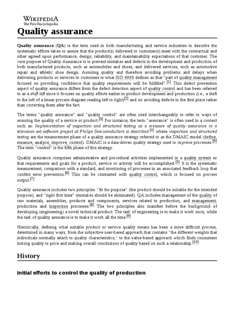 Quality Assurance | PDF | Quality Assurance | Quality
