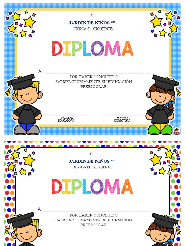 Diplomas Editables para Preescolar | PDF