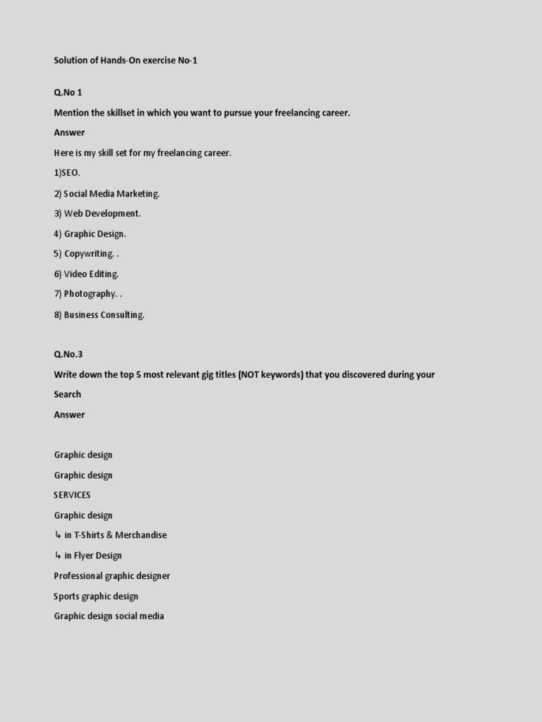 Solution Exercise No 1 Freelancing | PDF