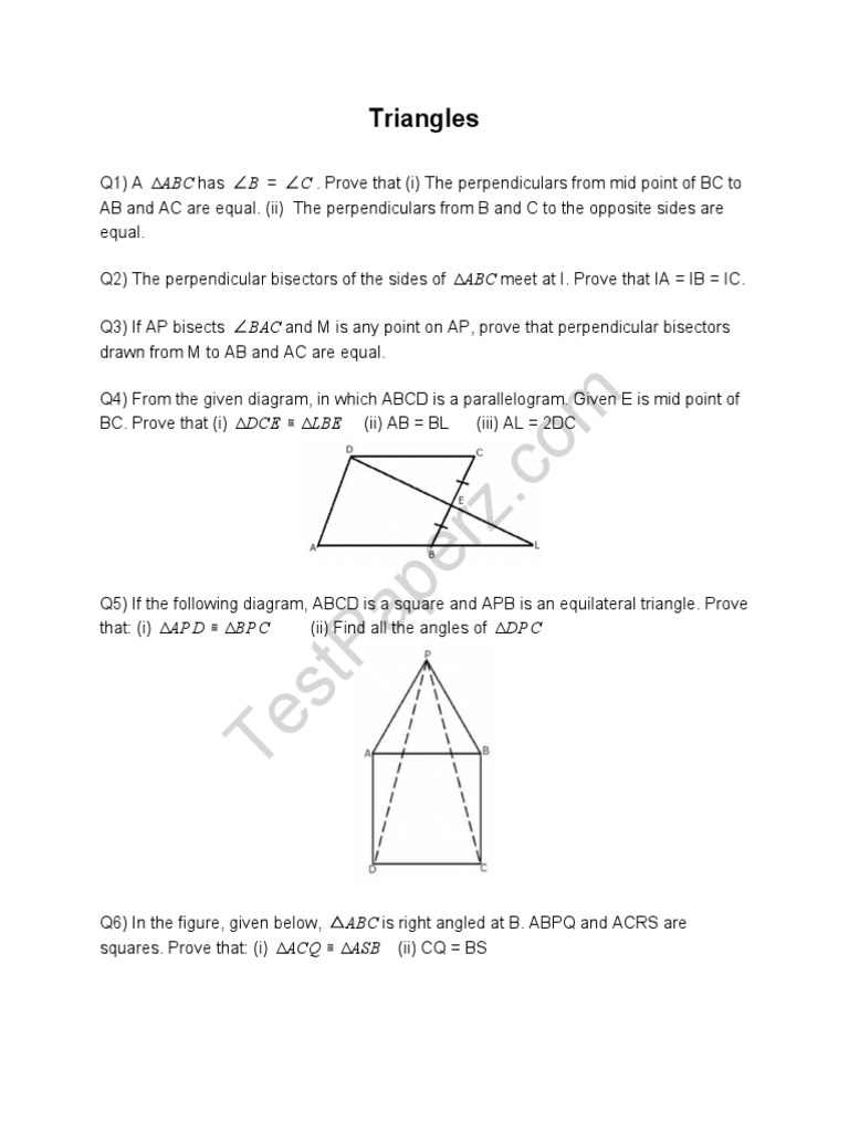 Triangles Sheet 1 | PDF
