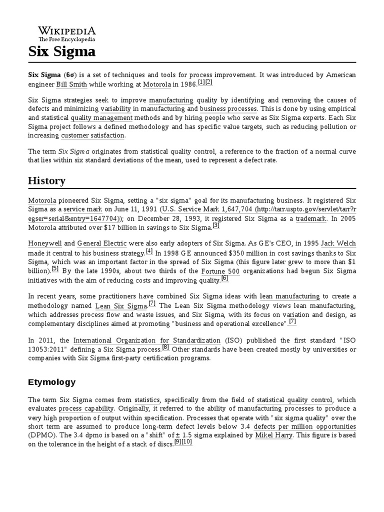 Six Sigma | PDF | Six Sigma | Business