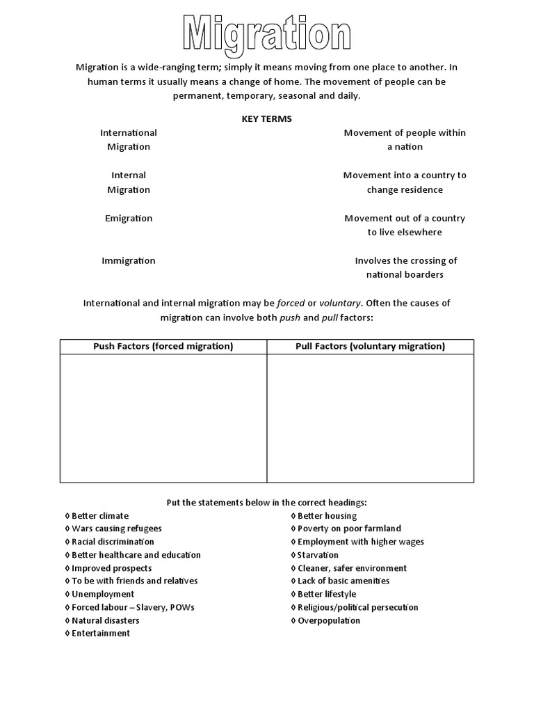 Migration: Voluntary vs. Forced Factors | PDF