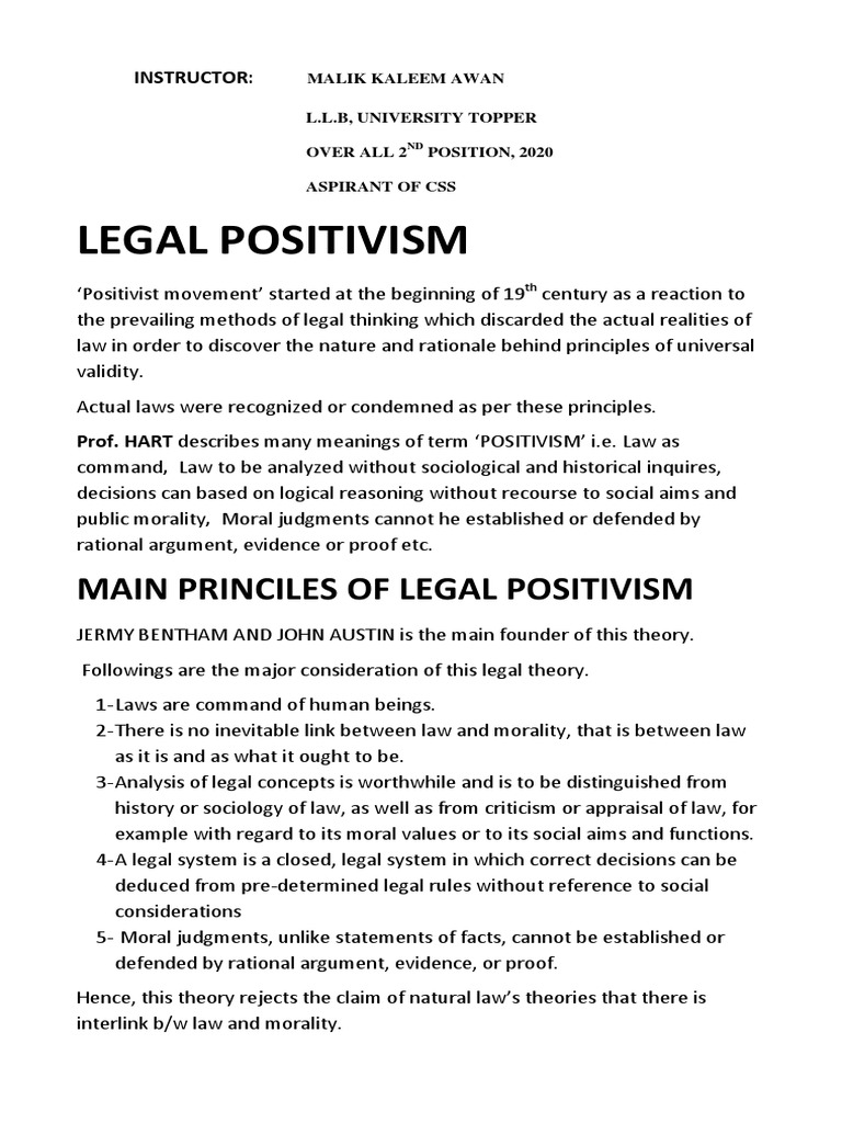 Legal Positivism | PDF | Jurisprudence | Positivism