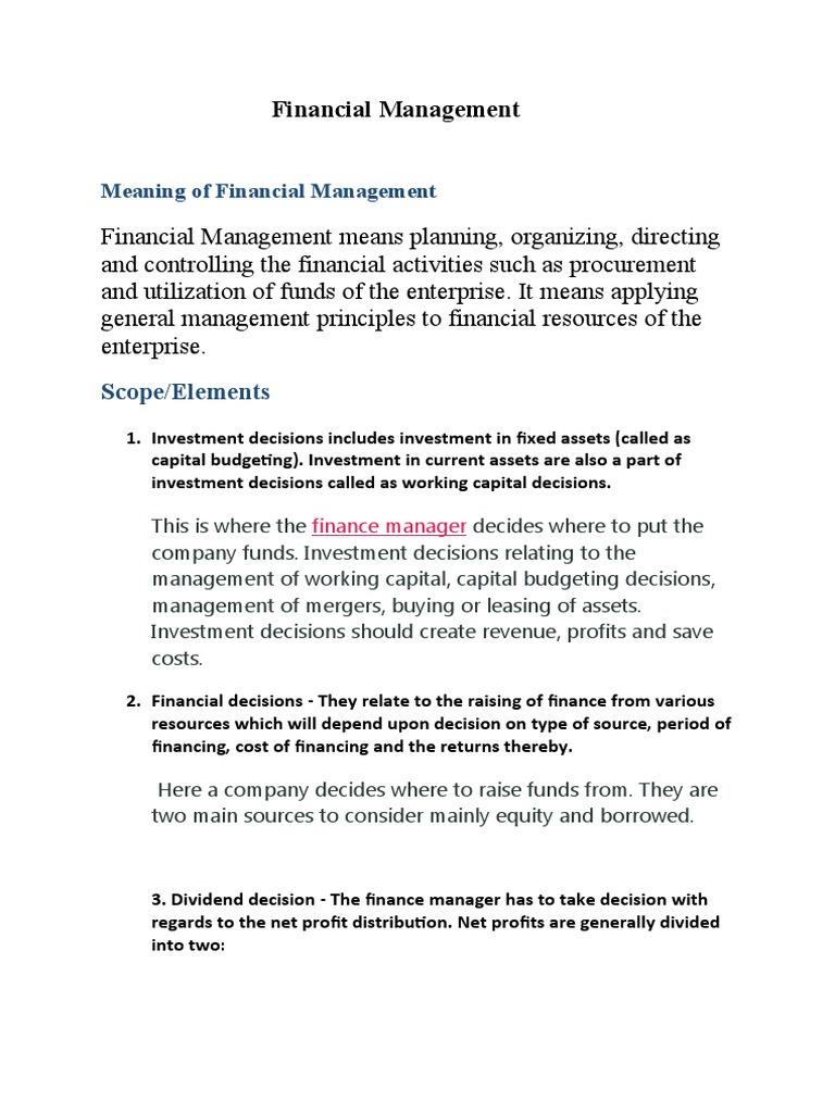 Financial Management 2 | Download Free PDF | Financial Capital | Investing