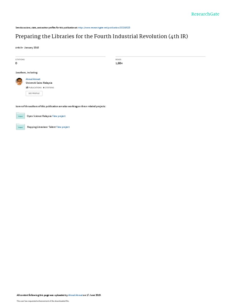 USM 4th IR INDUSTRY REVOLUTION | PDF | Libraries | Business Model