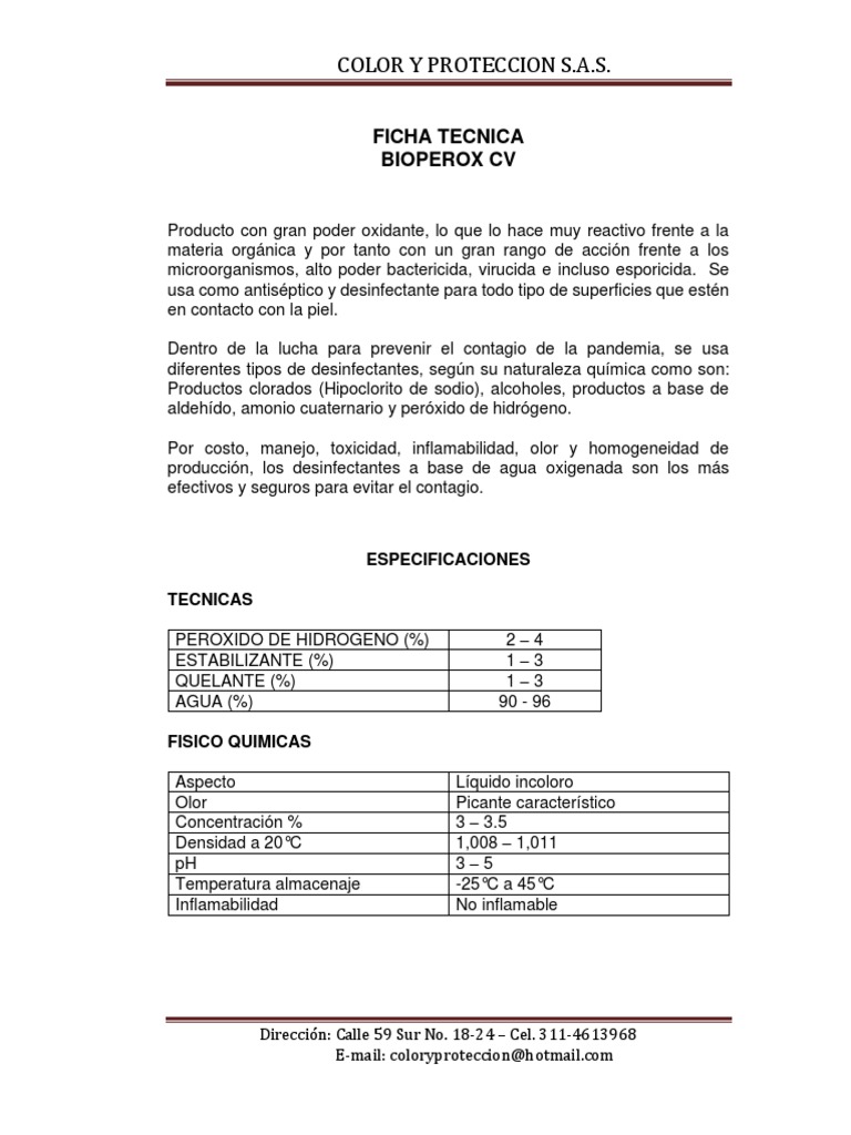 Ficha Tecnica Bioperox CV | PDF