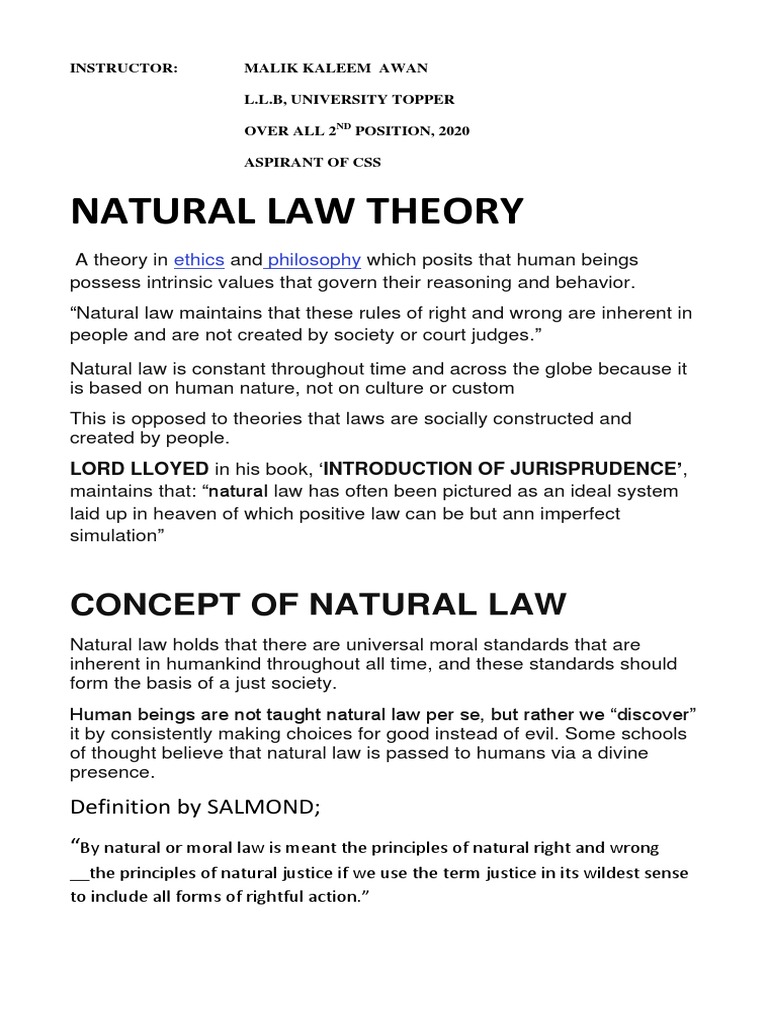 Natural Law Theory | Download Free PDF | Natural Law | Reason