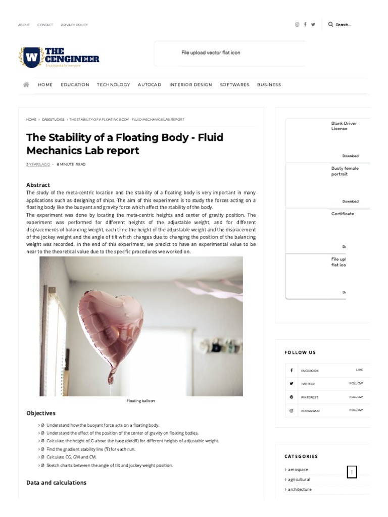 The Stability of A Floating Body - Fluid Mechanics Lab Report ...