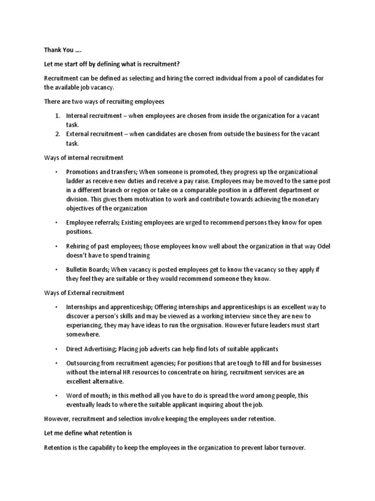 Tash Speaker Notes | PDF | Recruitment | Employee Retention