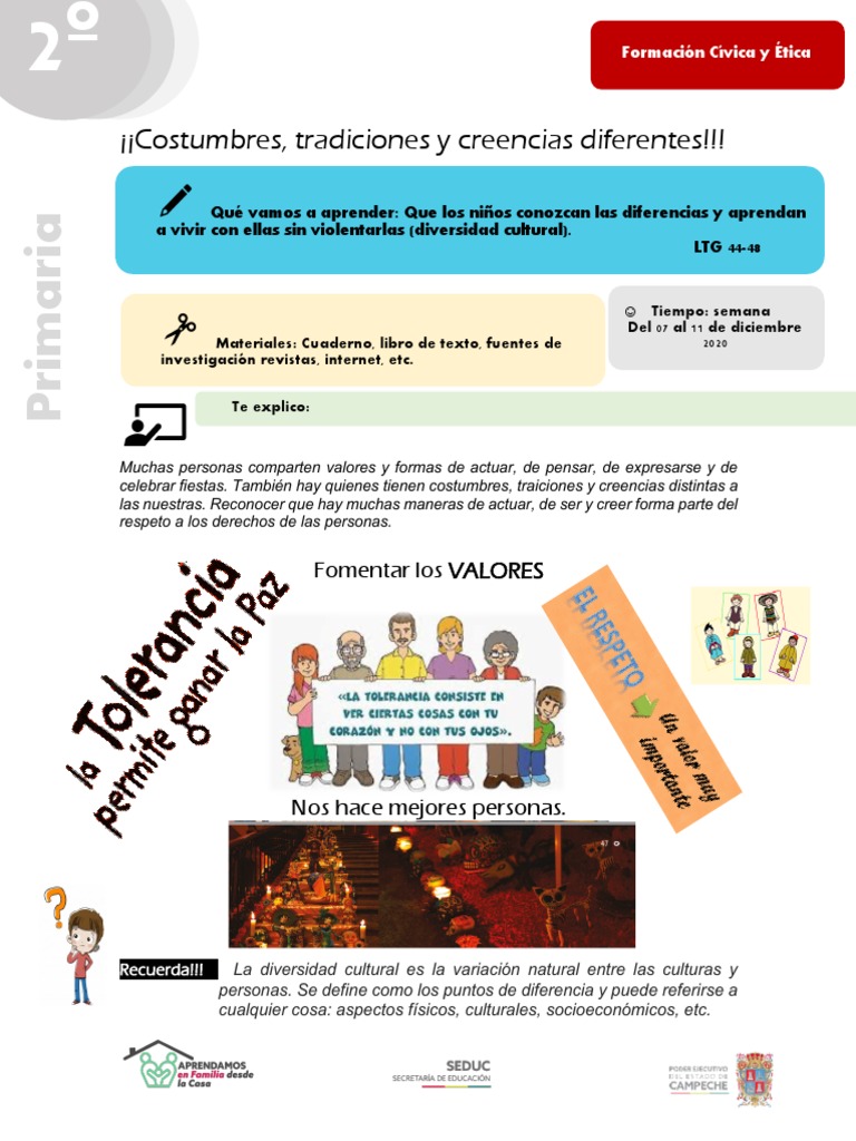 Costumbres, Tradiciones y Creencias Diferentes!!!: Fomentar Los | PDF
