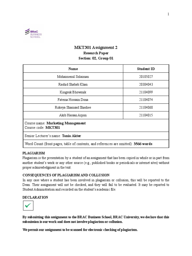 MKT301 Sec 2 Assignment 2 Group 1 | PDF | Customer Relationship ... MKT301 Sec 2 Assignment 2 Group 1 | PDF | Customer Relationship ...