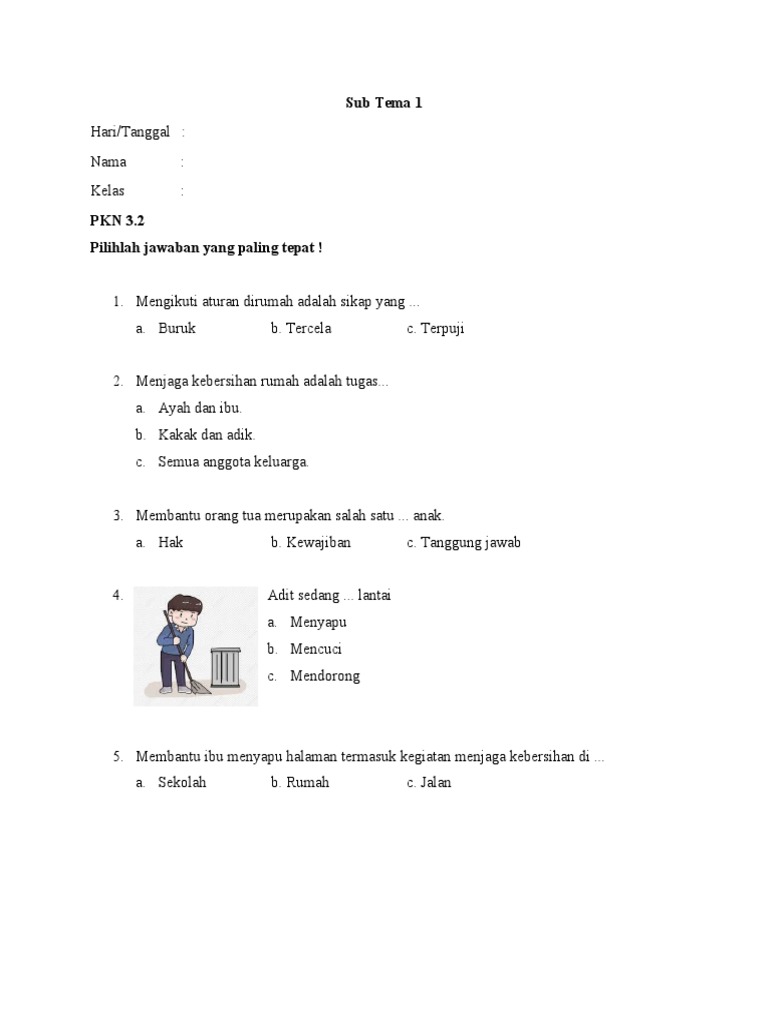 Soal Sub Tema 1 Dan Sub Tema 2 | PDF
