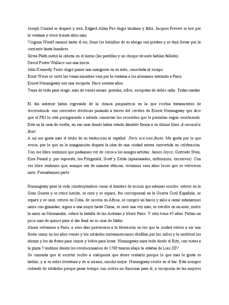 Hemingway Era Una Fiesta | PDF | Ernest Hemingway