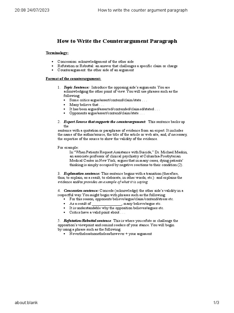 Viet - How To Write The Counter Argument Paragraph | PDF | Terminal ...