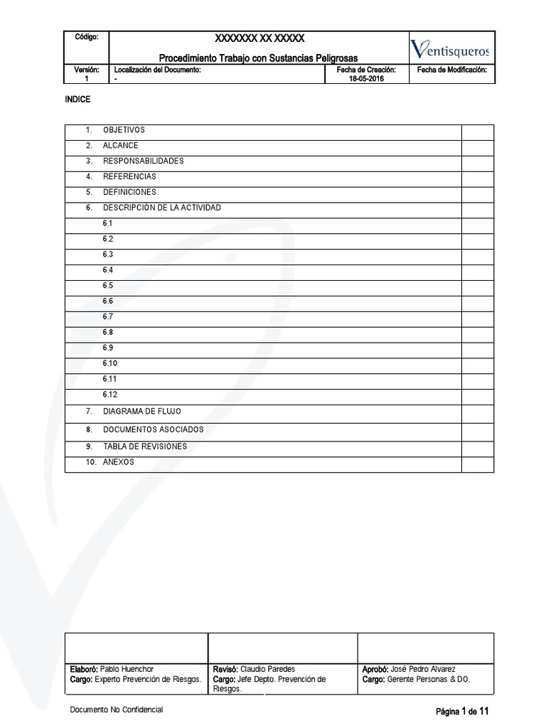 Pr-Doc - Trabajo Con Sustancias Peligrosas - v1 2016 | PDF | Agua ...