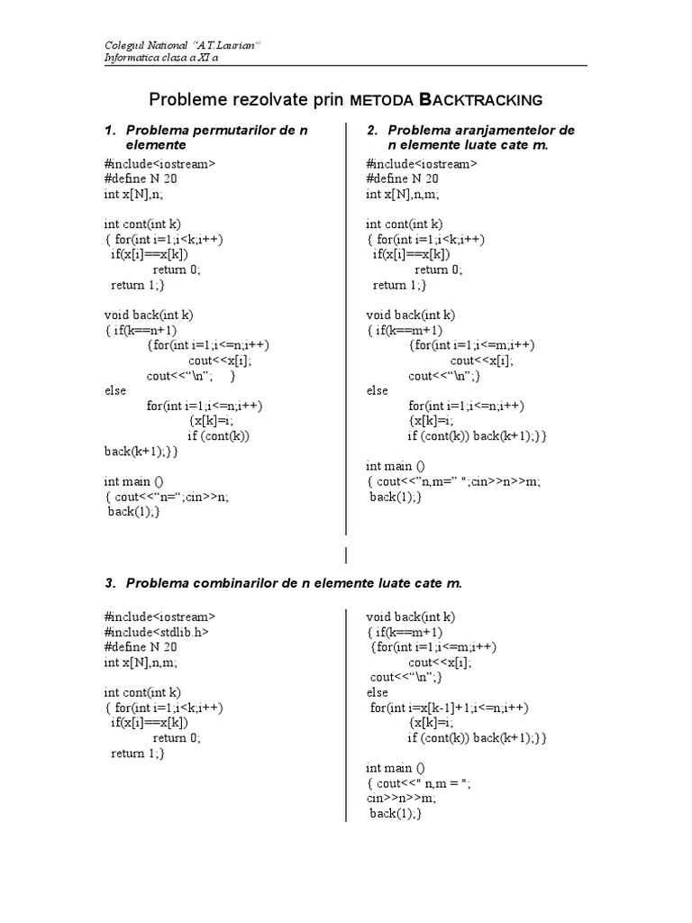 Probleme-Rezolvate Backtracking1 | PDF