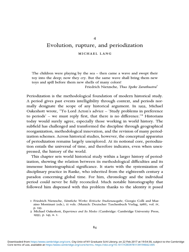 Lang, Michael. Evolution, Rupture, and Periodization | PDF | Historiography | Sociocultural ...
