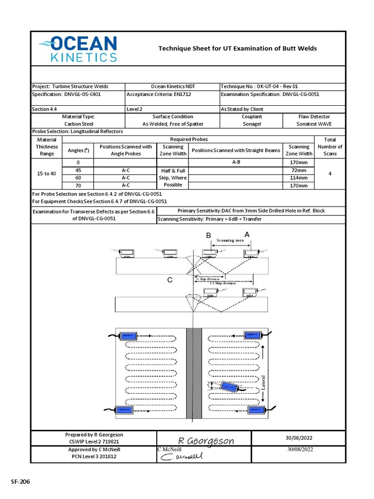 UT Technique Sheet for Butt Welds | PDF | Welding | Construction