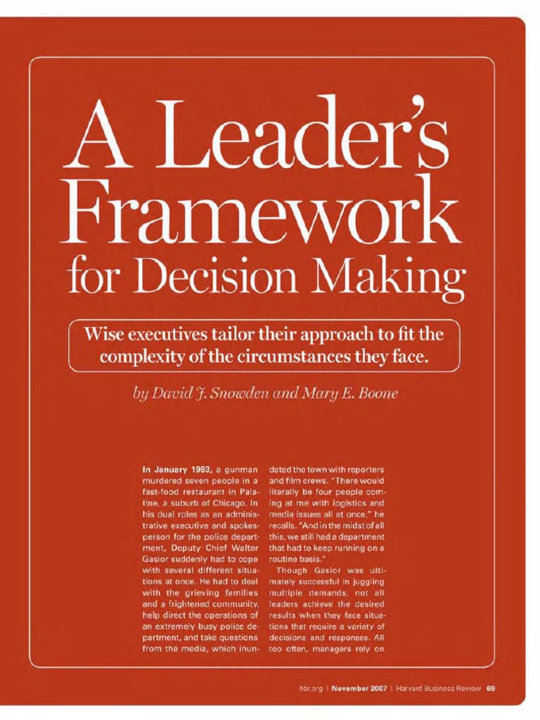 Leader's Framework For Decision Making | PDF