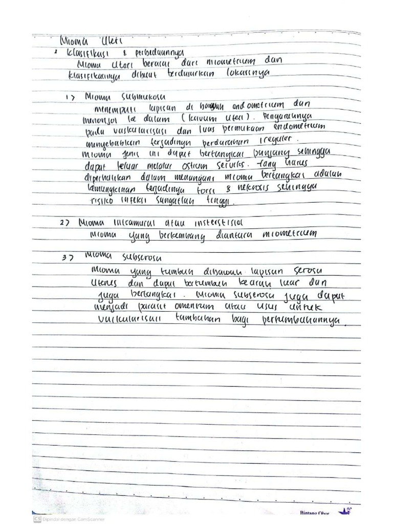 Mioma Uteri Klasifikasi Dan Perbedaannya Pdf