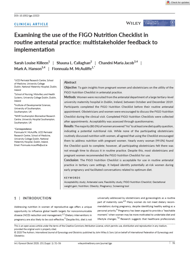 Intl J Gynecology Obste - 2020 - Killeen - Examining The Use of The ...