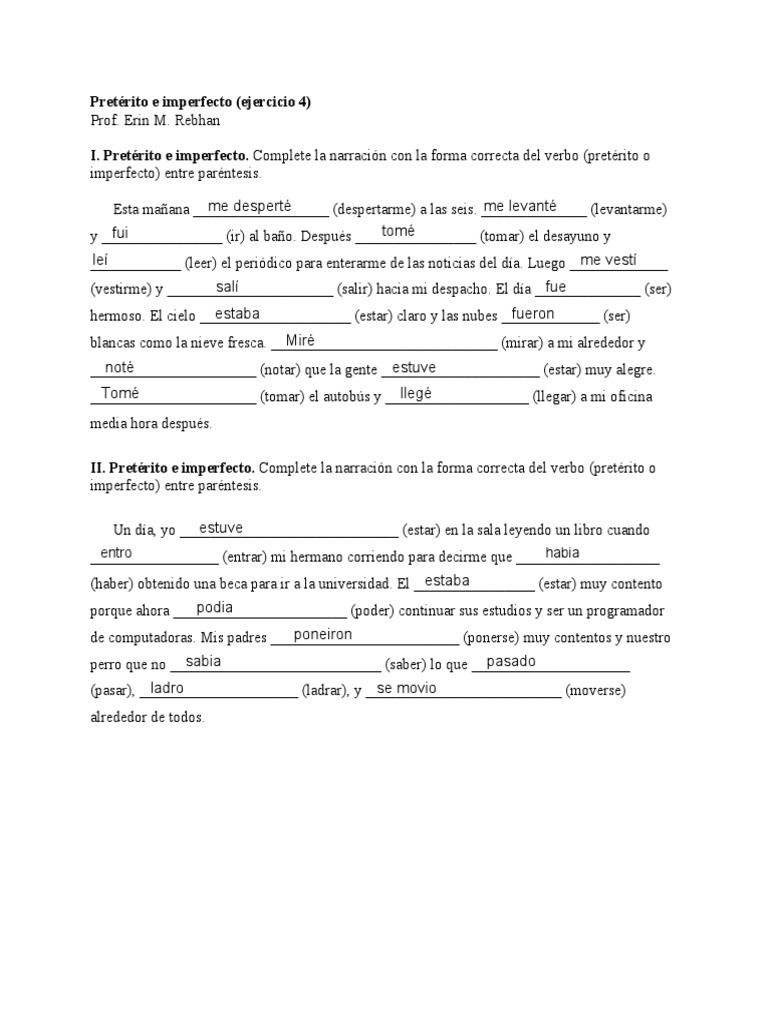 Indefinido Vs Imperfecto - Done | PDF | Crecimiento personal y ...